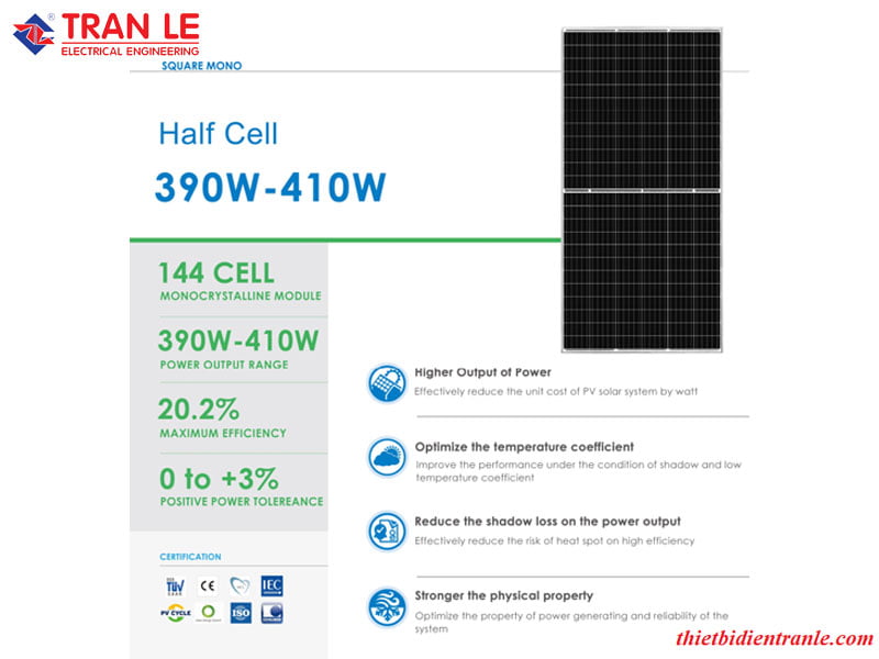 Tấm Pin NLMT Powitt Half Cell 390-410W - Thiết Bị Điện Trần Lê